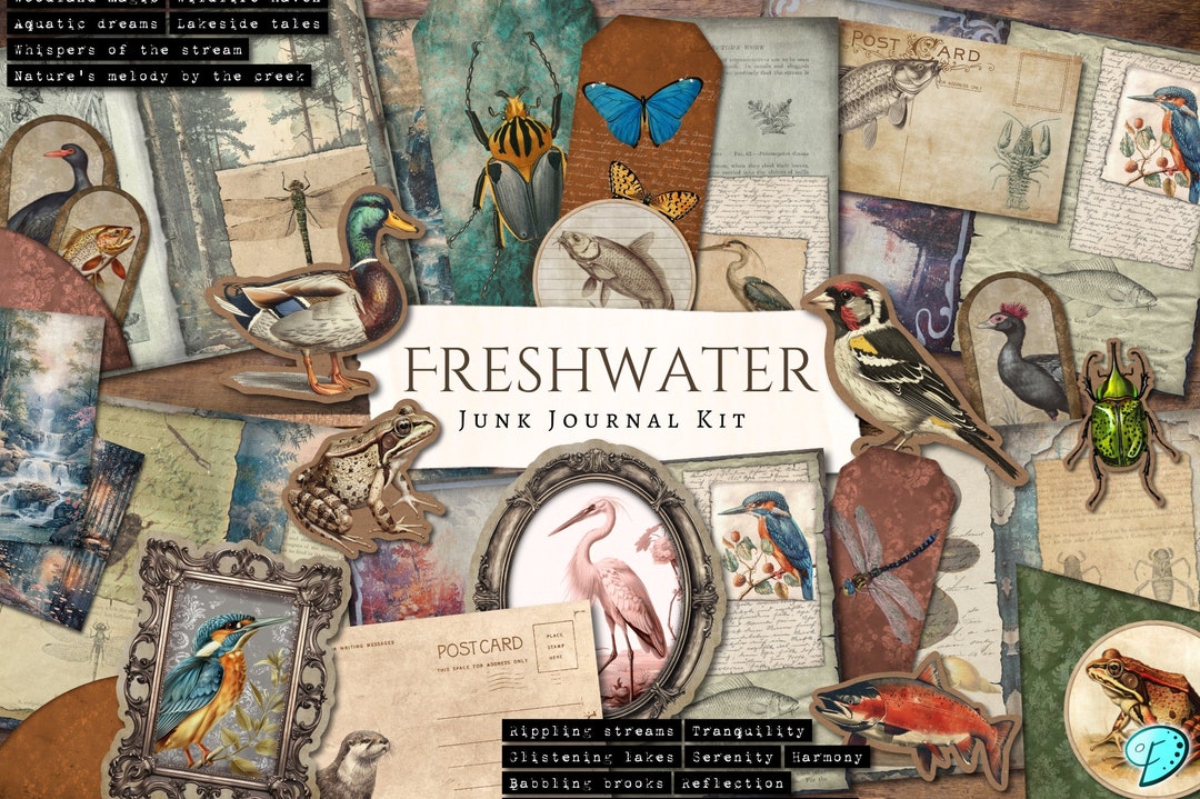 Freshwater Junk Journal Kit | Junk Journal | Scrapbook | Digital | Lake ...