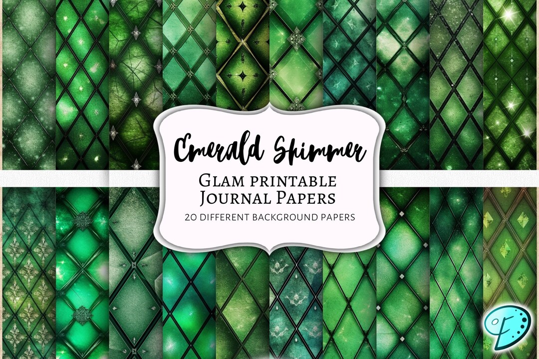 Emerald Shimmer Printable Digital Papers: Scrapbook Paper, Printable ...