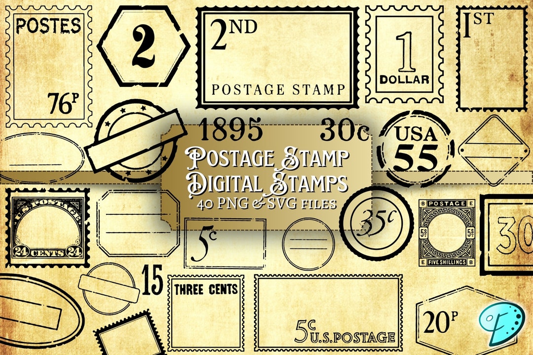 Postage Stamp Digi Stamp Kit | Digital | Overlay | Distressed | Junk ...