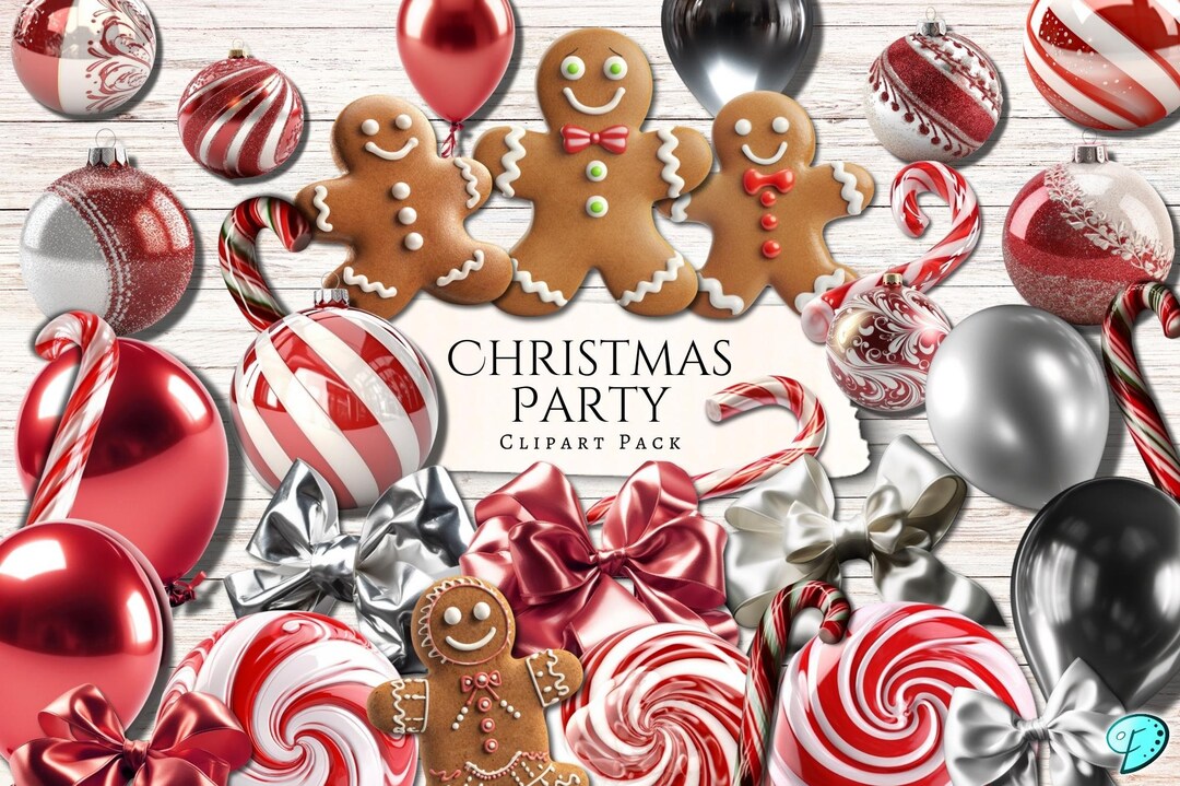 Christmas Party Pack Clipart | Digital | Ephemera | Junk Journal ...