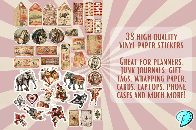 Vintage Circus Stickers Vinyl Stickers Waterproof Clown - Etsy
