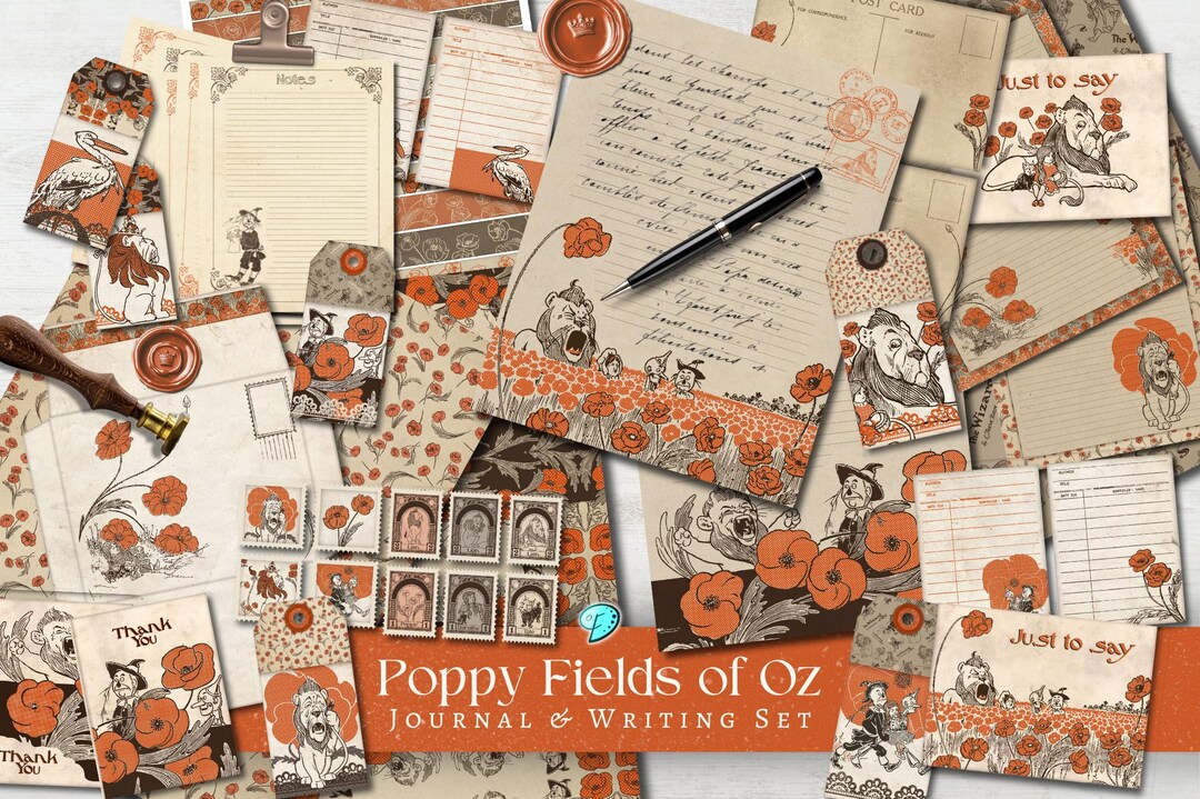 Poppy Fields of Oz Journal & Writing Kit | Ephemera | Vintage ...