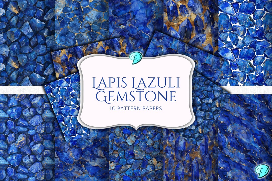 Lapis Lazuli Gemstone Digital Pattern Paper | Ephemera | Vintage ...