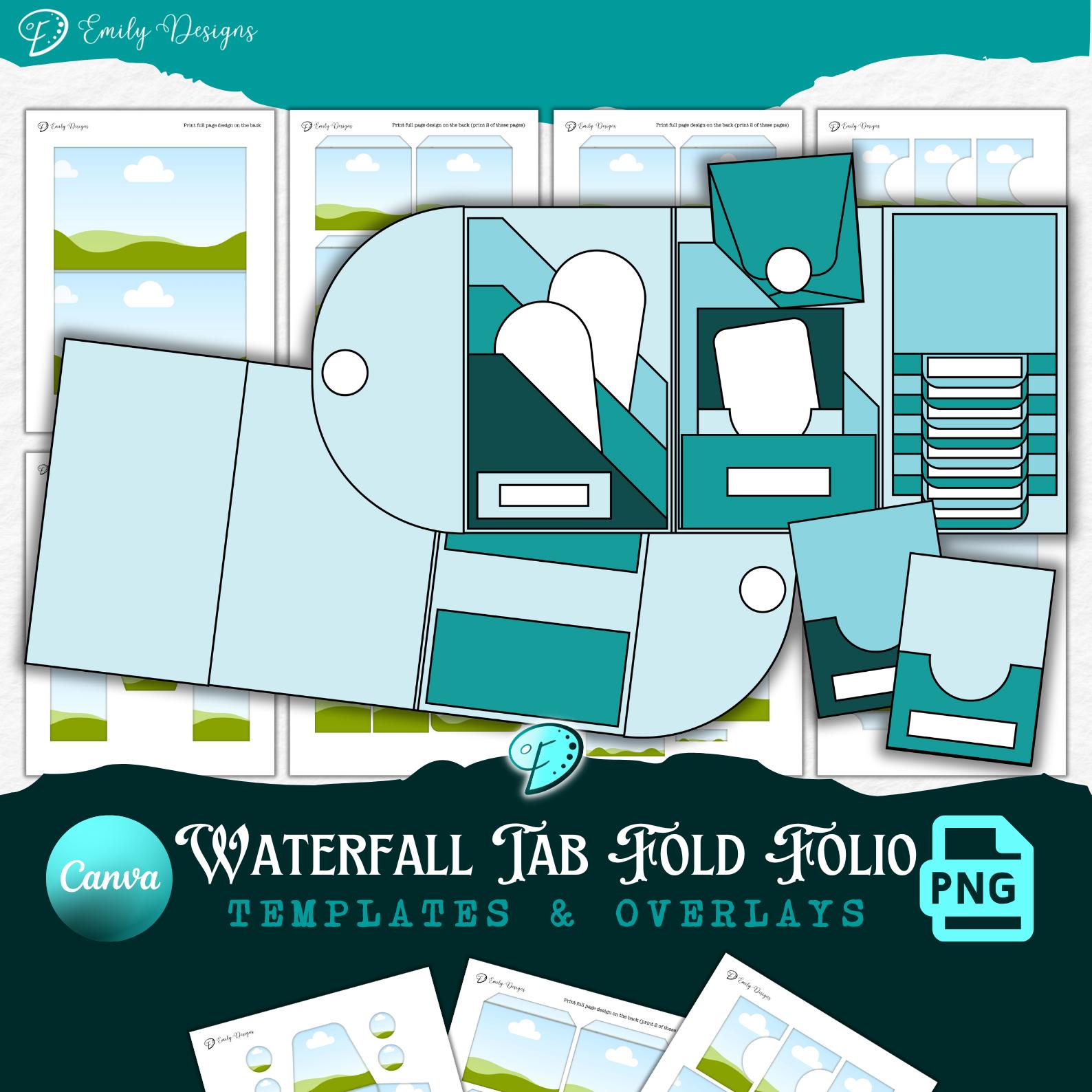 Waterfall Tab Fold Folio Template | Junk Journal | Scrapbook | Ephemera ...
