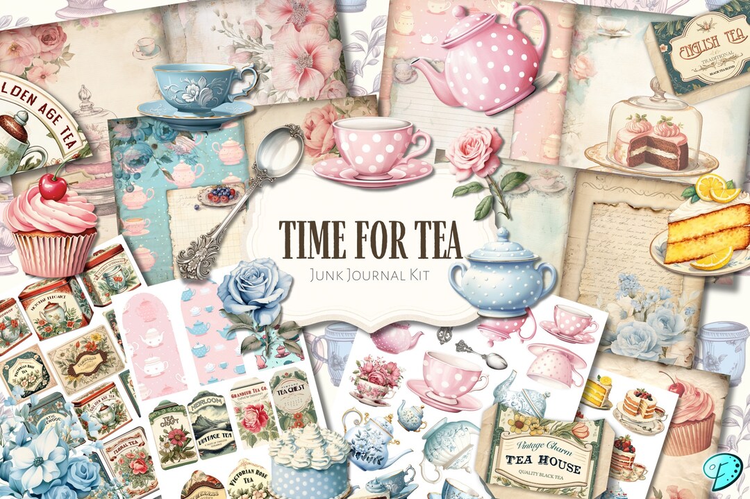 Time for Tea Junk Journal Kit | Ephemera | Antique | Vintage ...