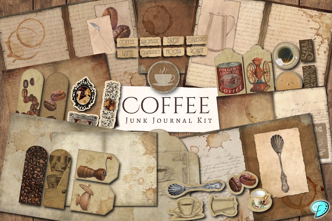 Coffee Junk Journal Kit | Ephemera | Antique | Vintage | Scrapbook ...