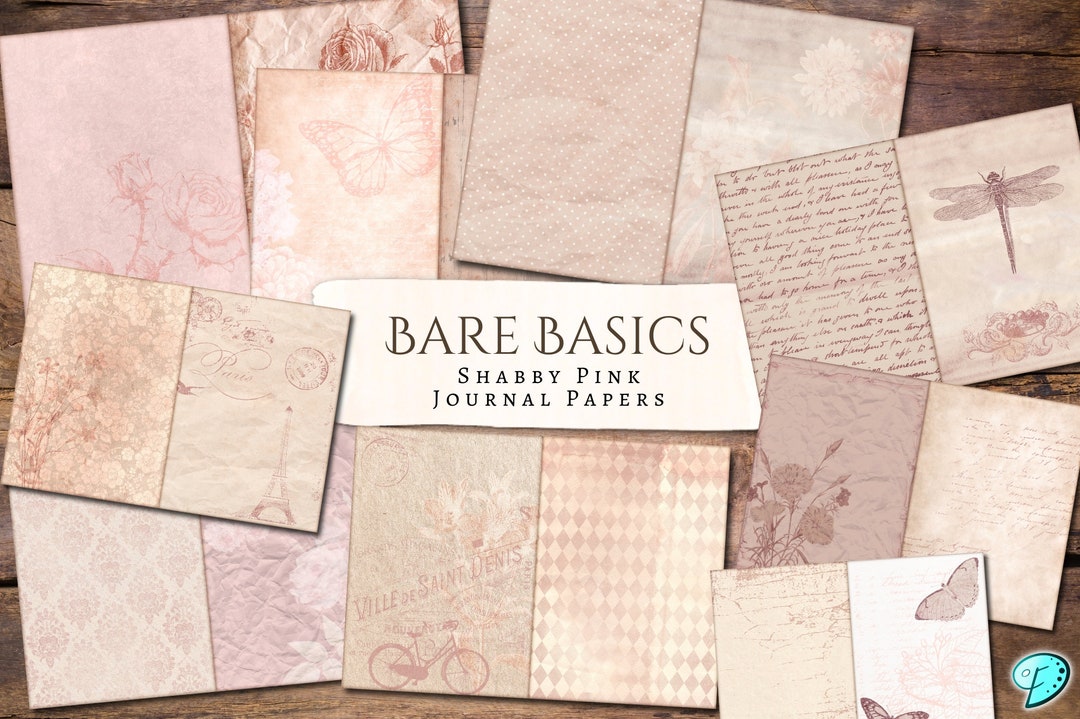 Bare Basics Shabby Pink Journal Papers | Antique | Aged | Junk Journal ...
