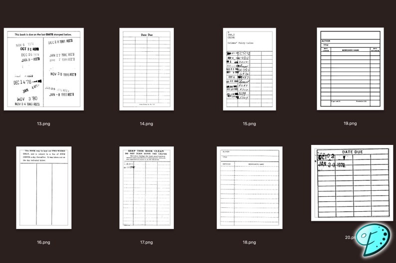 Library Card Stamps SVG PNG Bundle | Digital | Overlay | Distressed ...