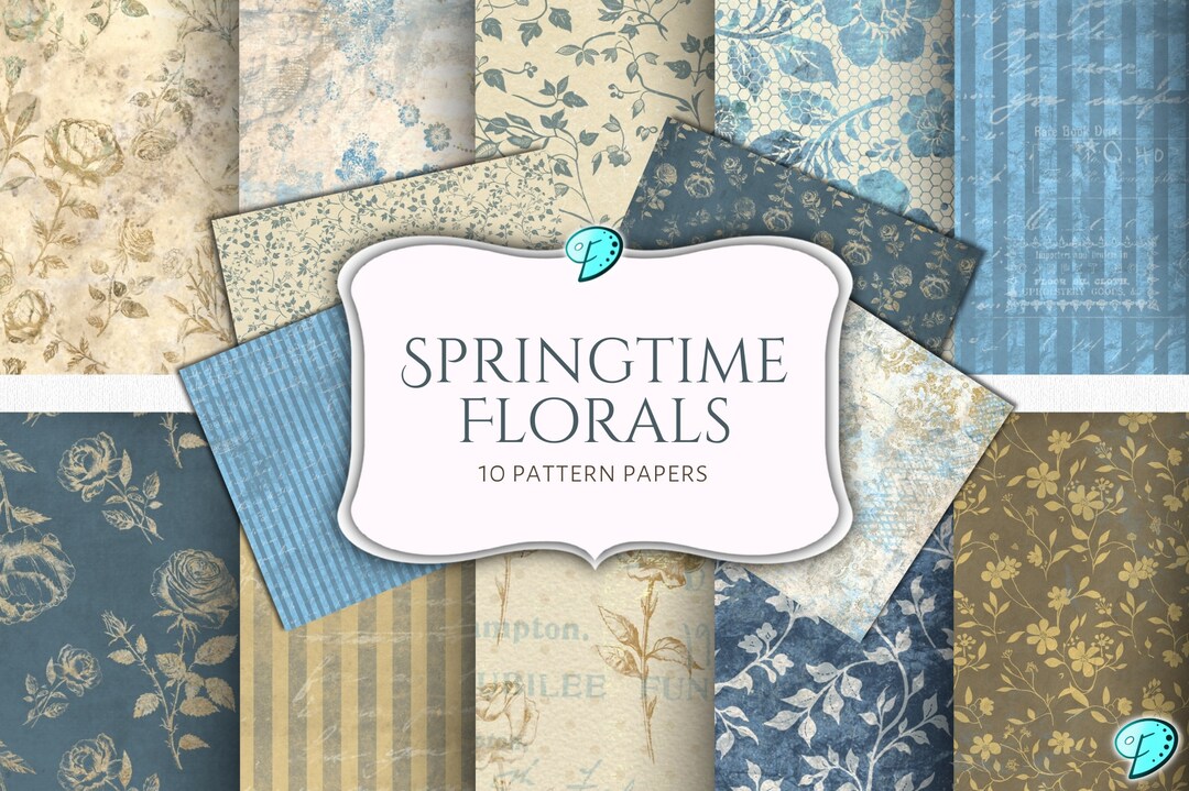 Spring Time Florals Digital Pattern Paper | Ephemera | Vintage ...