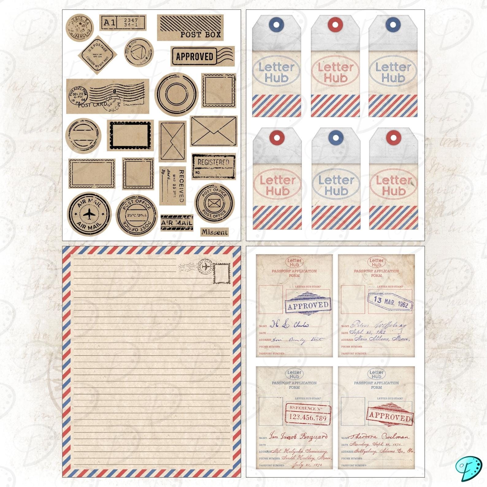 Letter Hub Postal Junk Journal Kit | Letter | Air Mail | Stamps | Junk ...