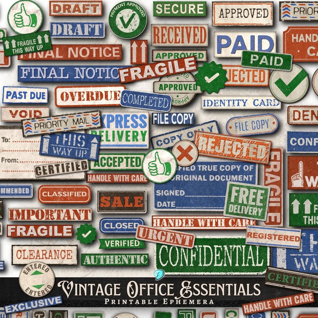 Vintage Office Essentials Printable Ephemera | Antique | Aged ...