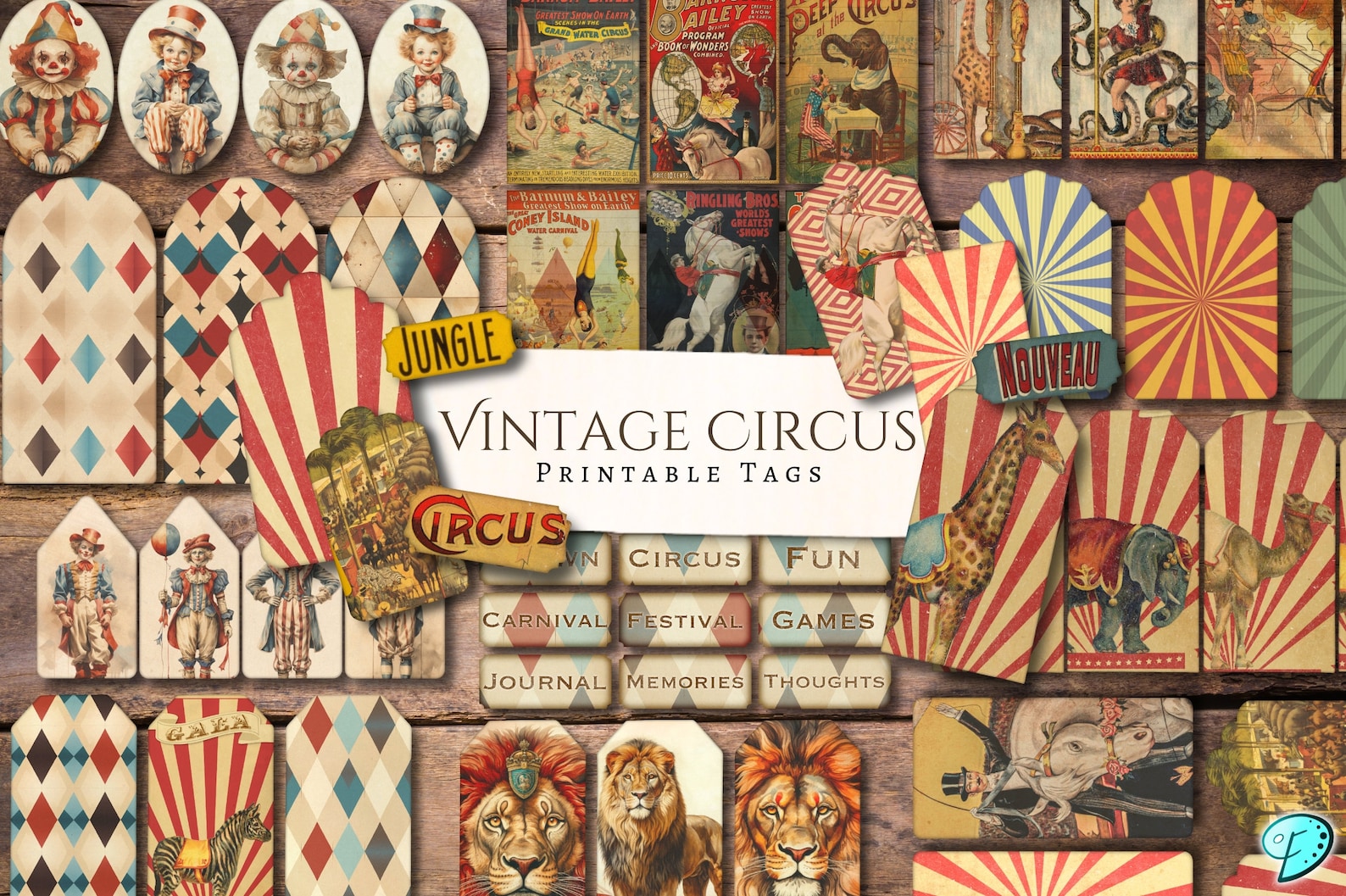Vintage Circus Tags | Vintage | Ephemera | Fussy Cut | Junk Journal ...