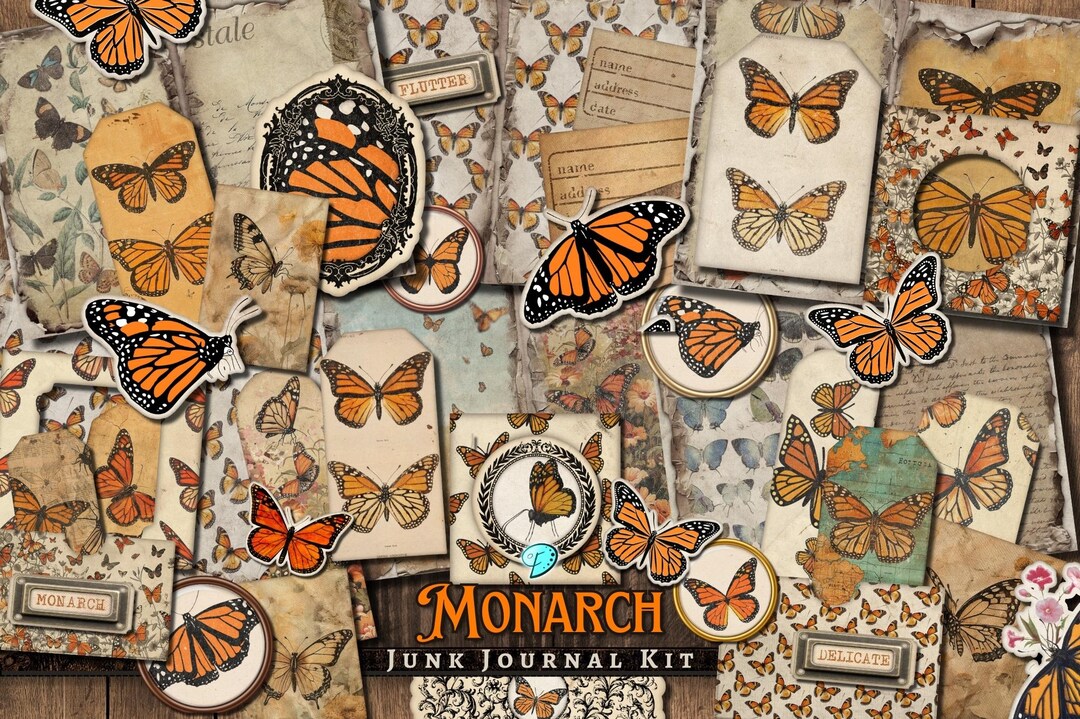 Monarch Junk Journal Kit | Card Making | Scrapbook | Digital ...