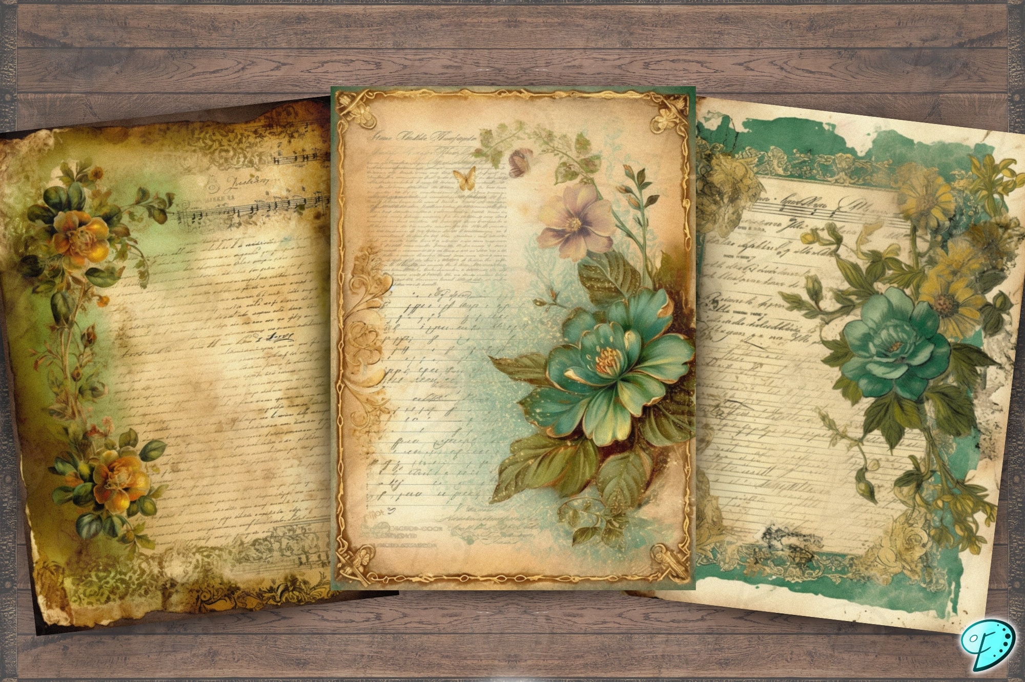 Green Witch Junk Journal Pages Ephemera Antique Vintage Scrapbook ...