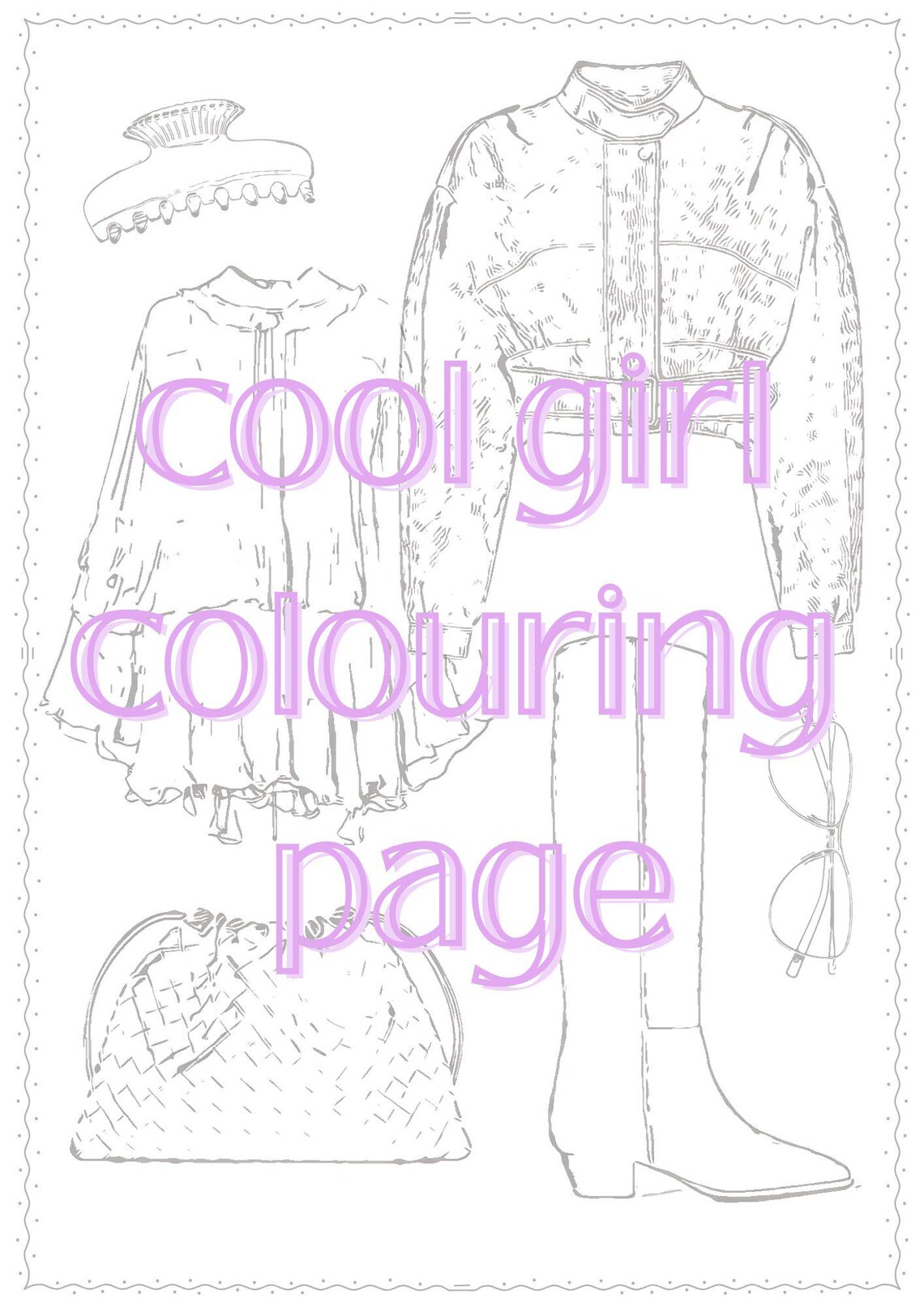Fashion Girl Coloring Page | Modern Outfit Line Art (instant Download ...