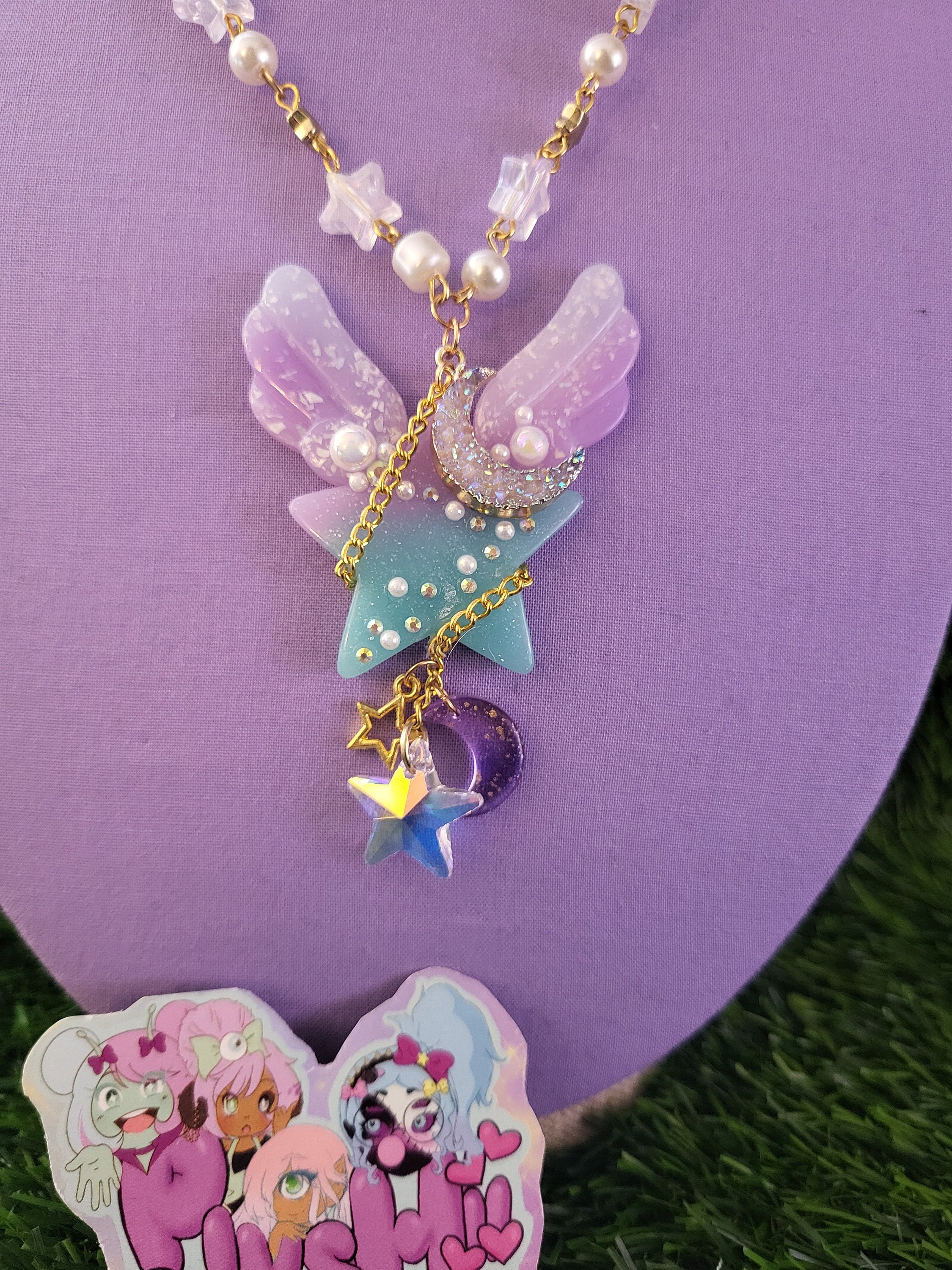 Starfall Necklace- Winged Star Pendant Necklace, Lolita Fashion ...