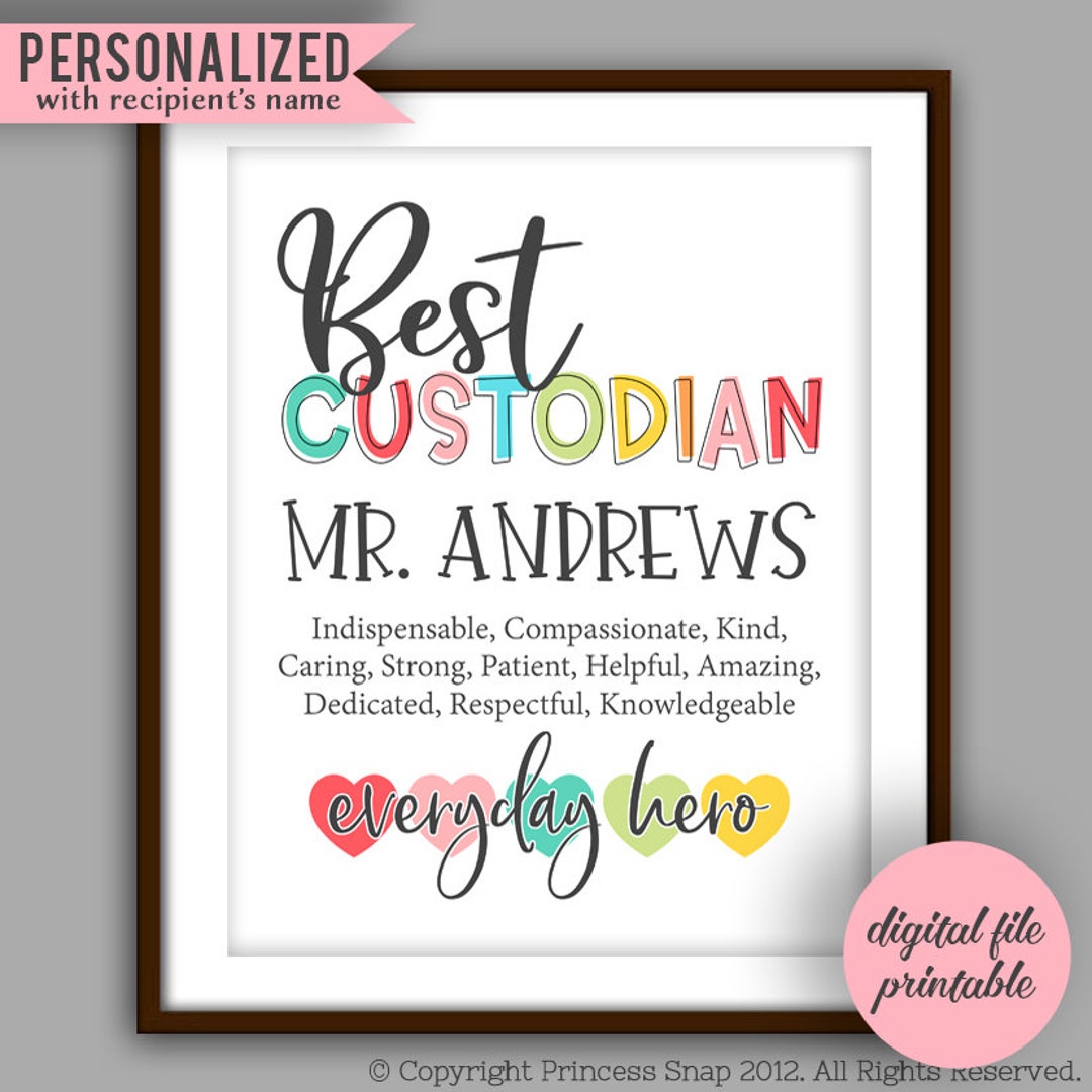 Custodian Gift, Custodian Printable, Custodian Christmas Gift ...