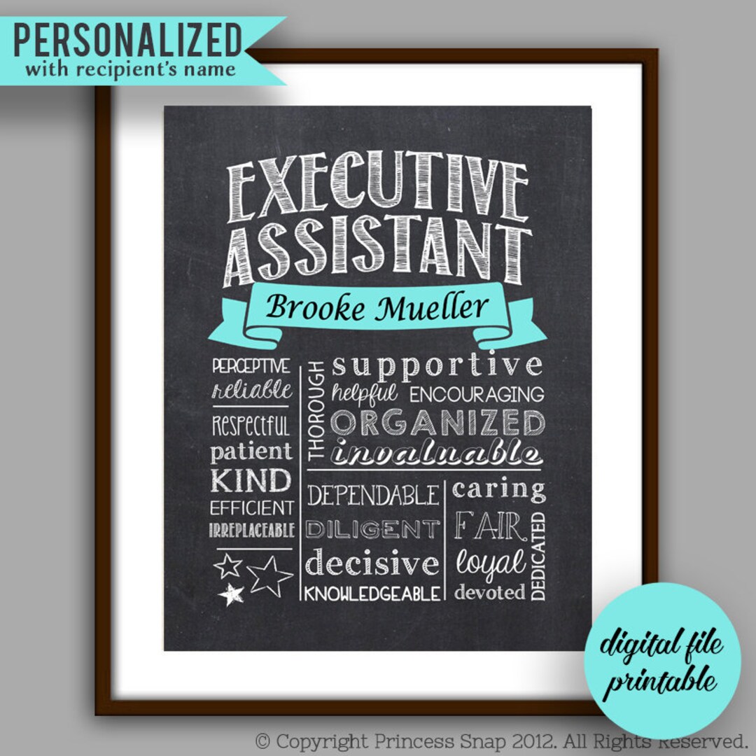 Executive Assistant Gift, Secretary Chalkboard Style Printable ...