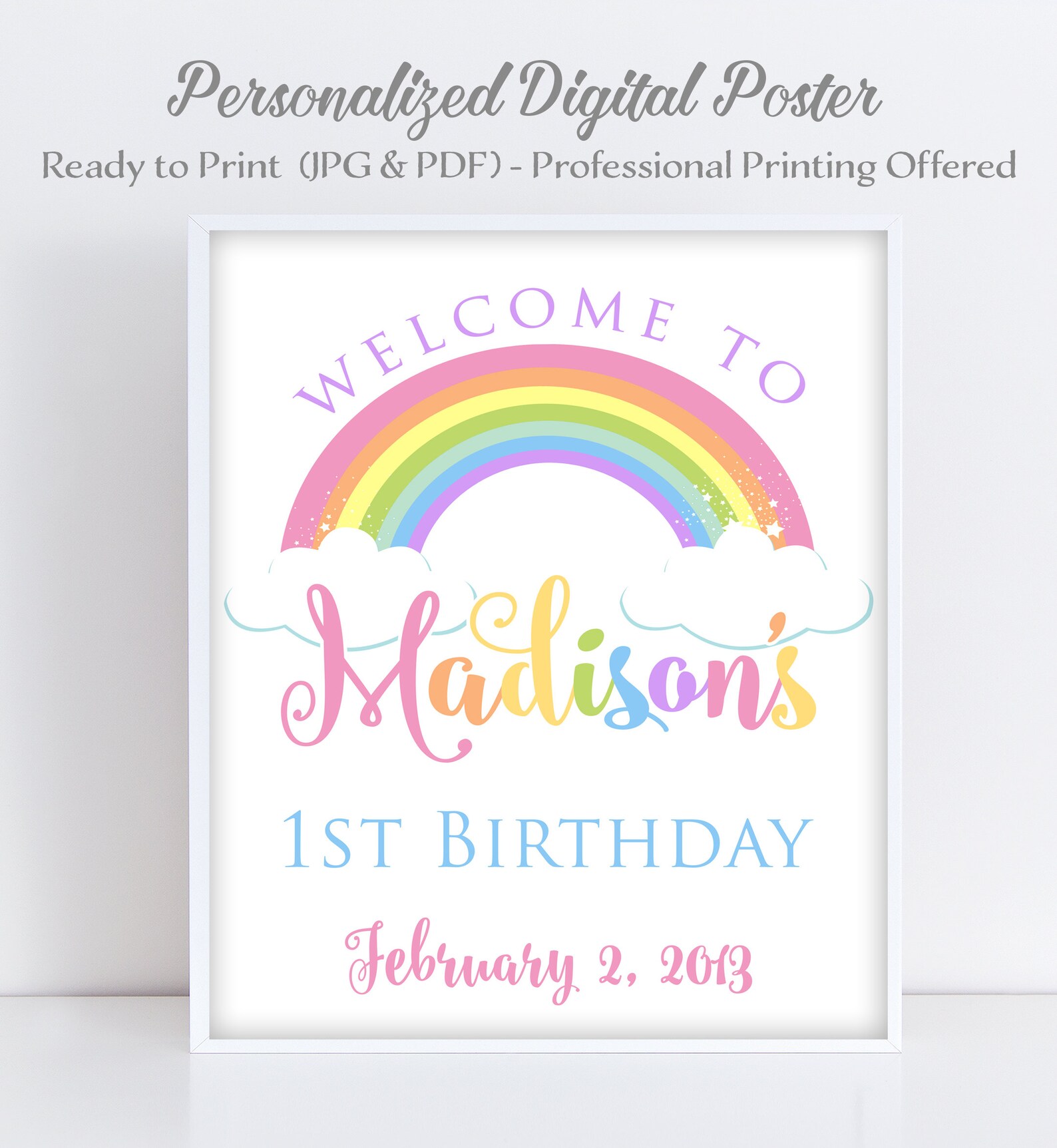 Pastel Rainbow Welcome Poster Unicorn Pastel Rainbow Birthday - Etsy