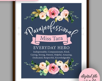 Paraprofessional Gift, Para Printable, Customizable Teacher Aide ...