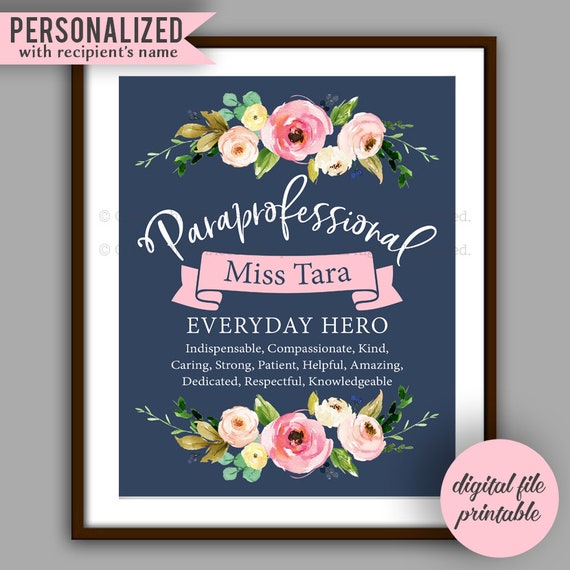 Paraprofessional Gift Para Printable Customizable Teacher - Etsy