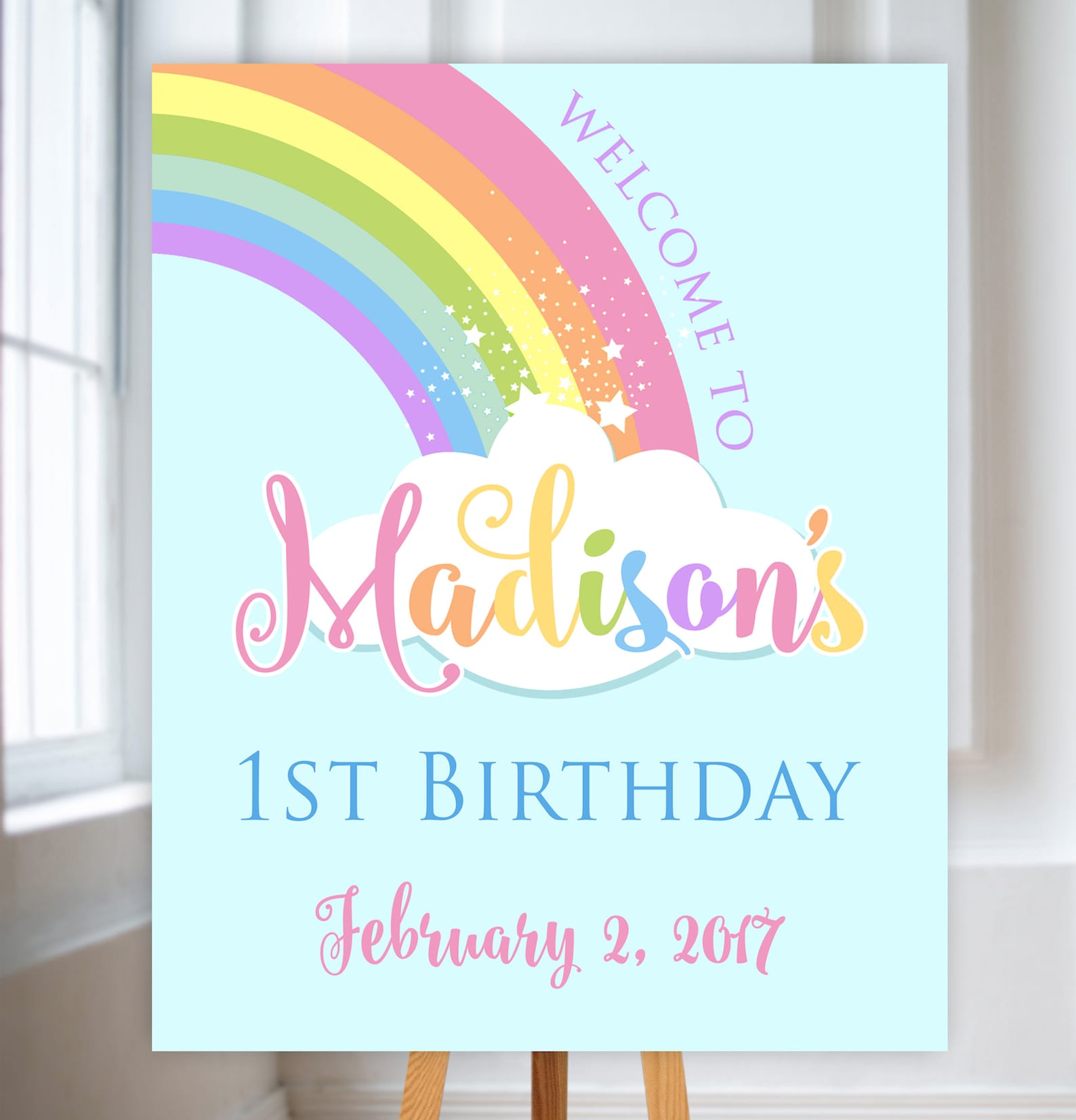 Pastel Rainbow Welcome Poster Unicorn Pastel Rainbow Birthday | Etsy