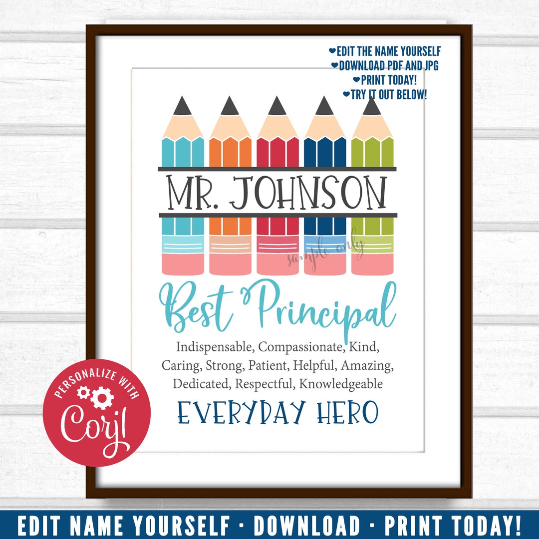 Principal Gift, Principal Printable, Customized Principal Gift, Unique ...