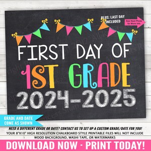 First and Last Day of First Grade, 2024-2025 School Photo Prop, Pink ...