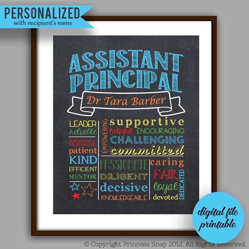 Assistant Principal Gift Assistant Principal Chalkboard Style | Etsy