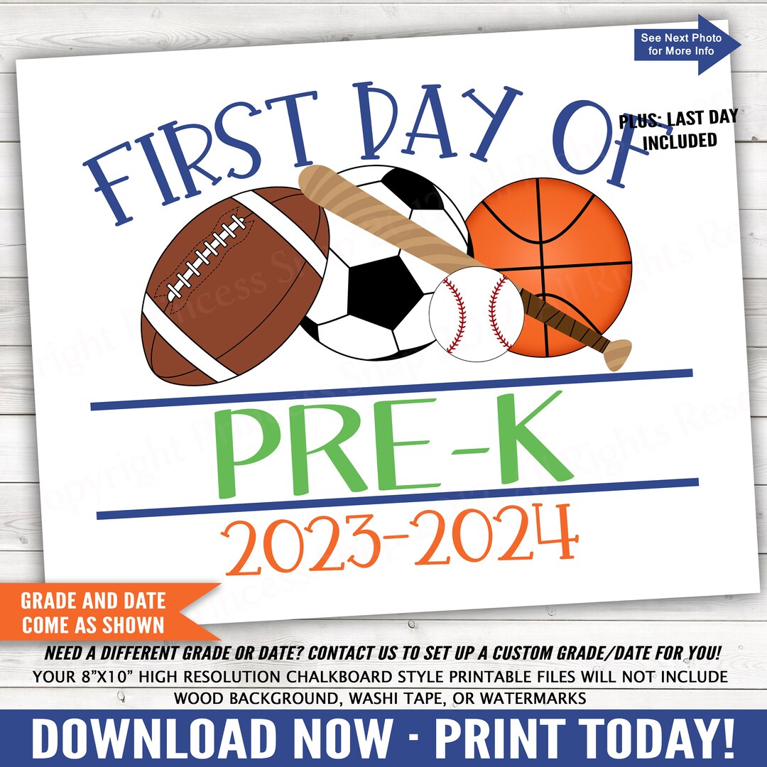 Sports First and Last Day of Pre-k First Day of Pre-k - Etsy