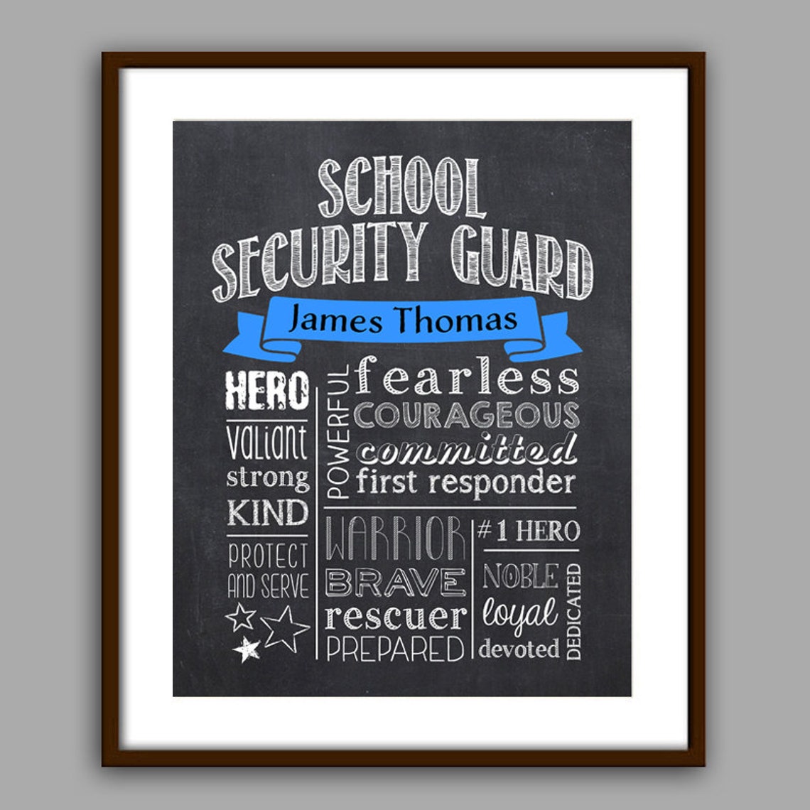School Security Guard Gift, Security Guard Chalkboard Printable ...