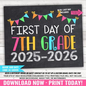 First and Last Day of 7th Grade, 2025-2026 Seventh Grade Photo Prop ...