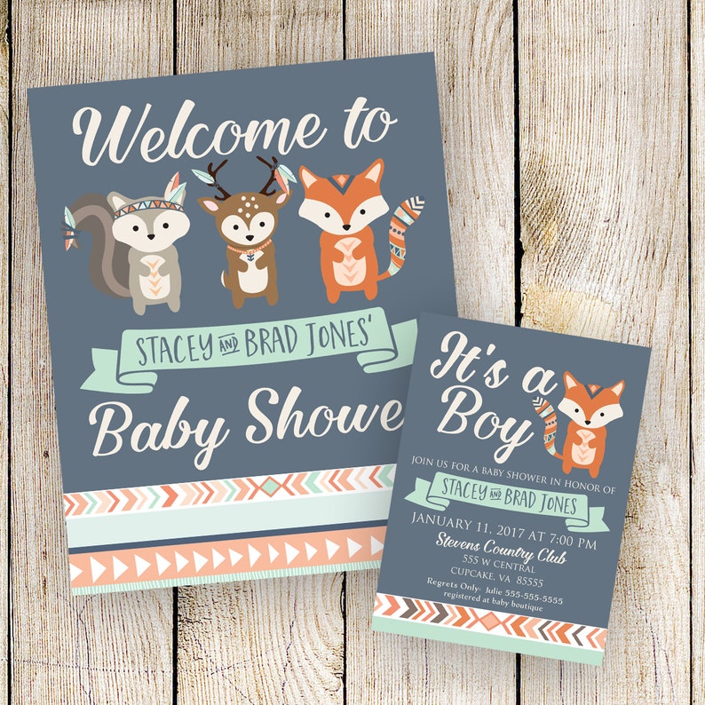 Boho Welcome Poster, Personalized Printable Poster, Welcome Baby Shower ...