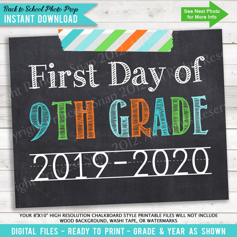 First Day of 9th Grade 2019-2020 1st Day School Green | Etsy