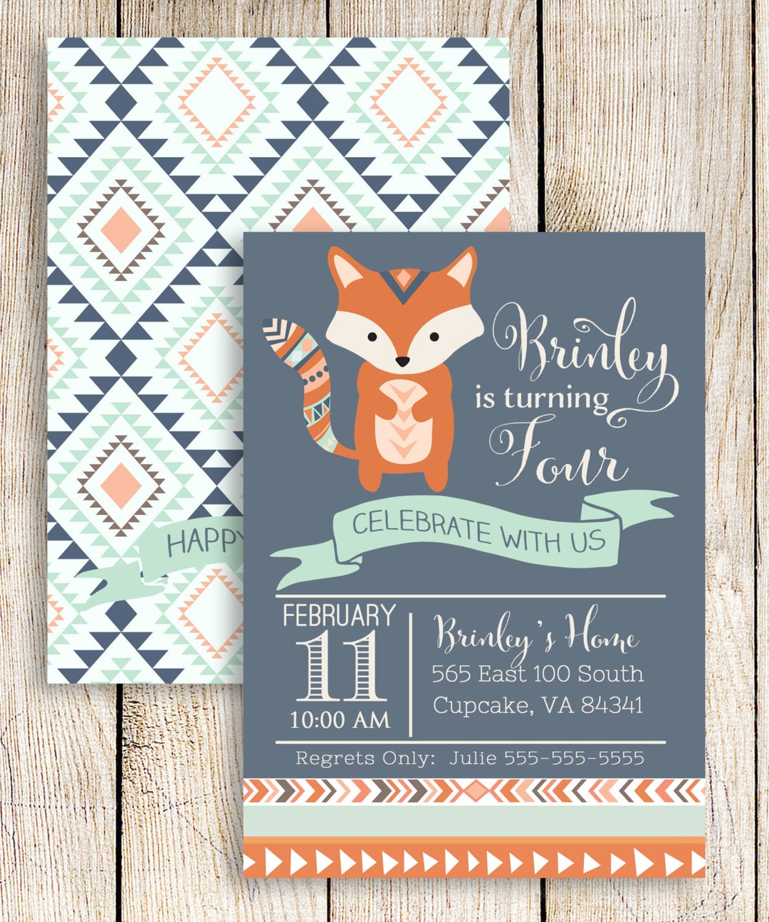 Fox Invitation, Fox Birthday Invitation, Fox Party, Woodland Invitation ...
