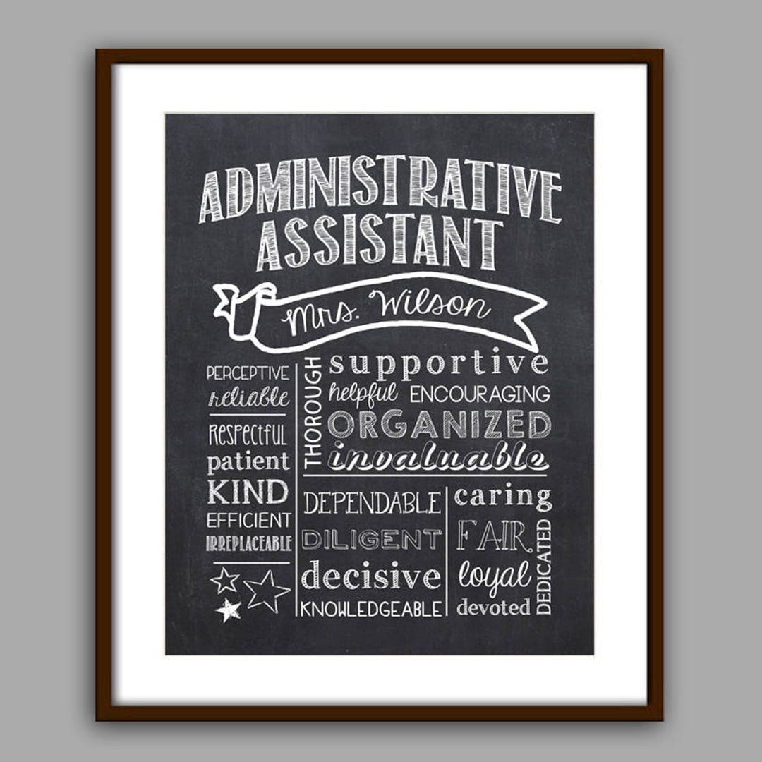 Administrative Assistant Gift, Secretary Chalkboard Style Printable ...