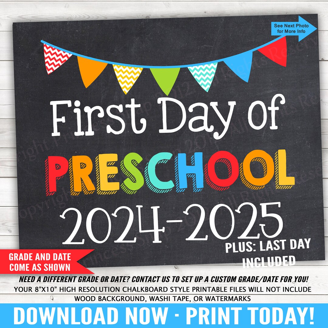 First Day of Preschool 2024-2025 Photo Prop Rainbow, First Day School ...