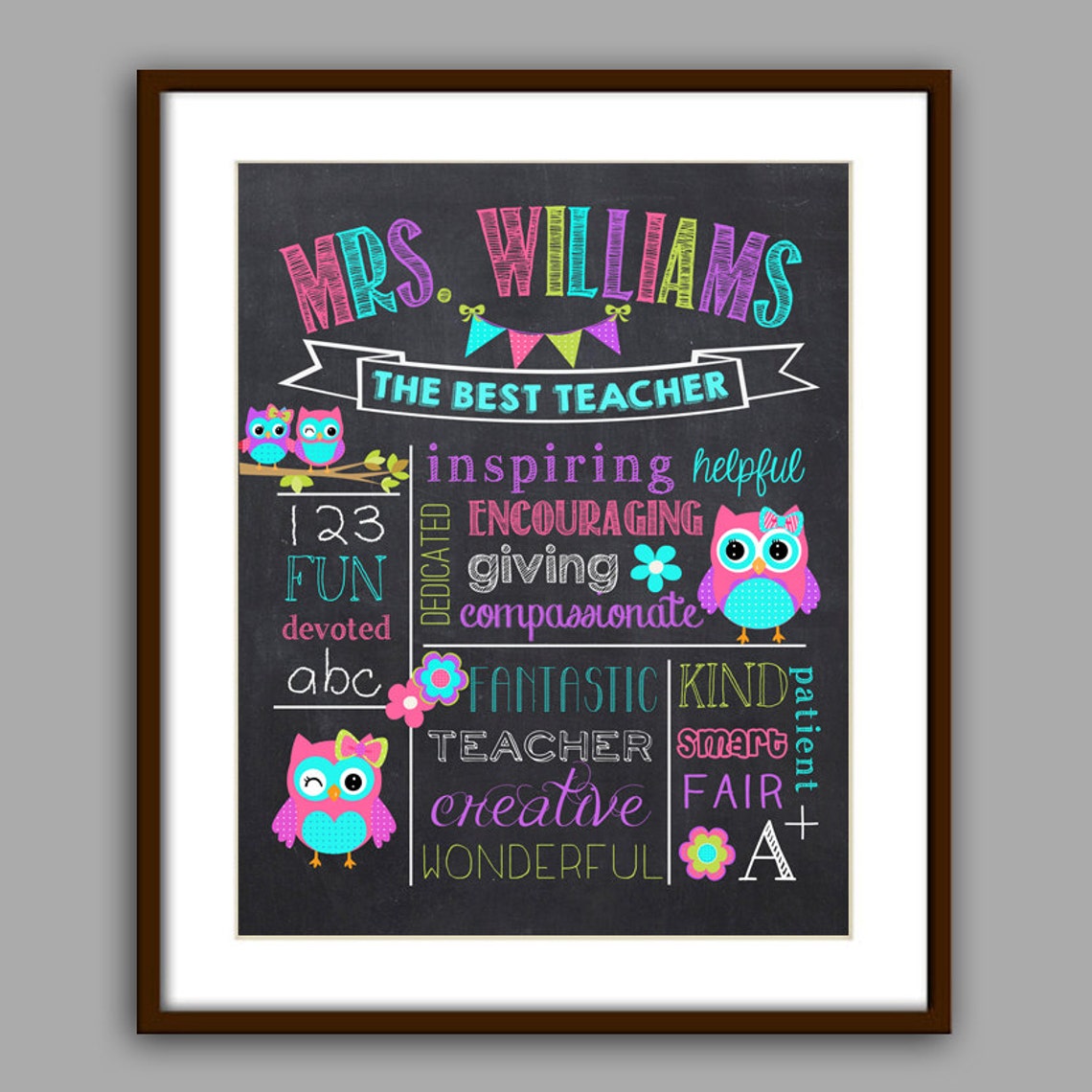 Teacher Gift the Best Teacher Owl Chalkboard | Etsy