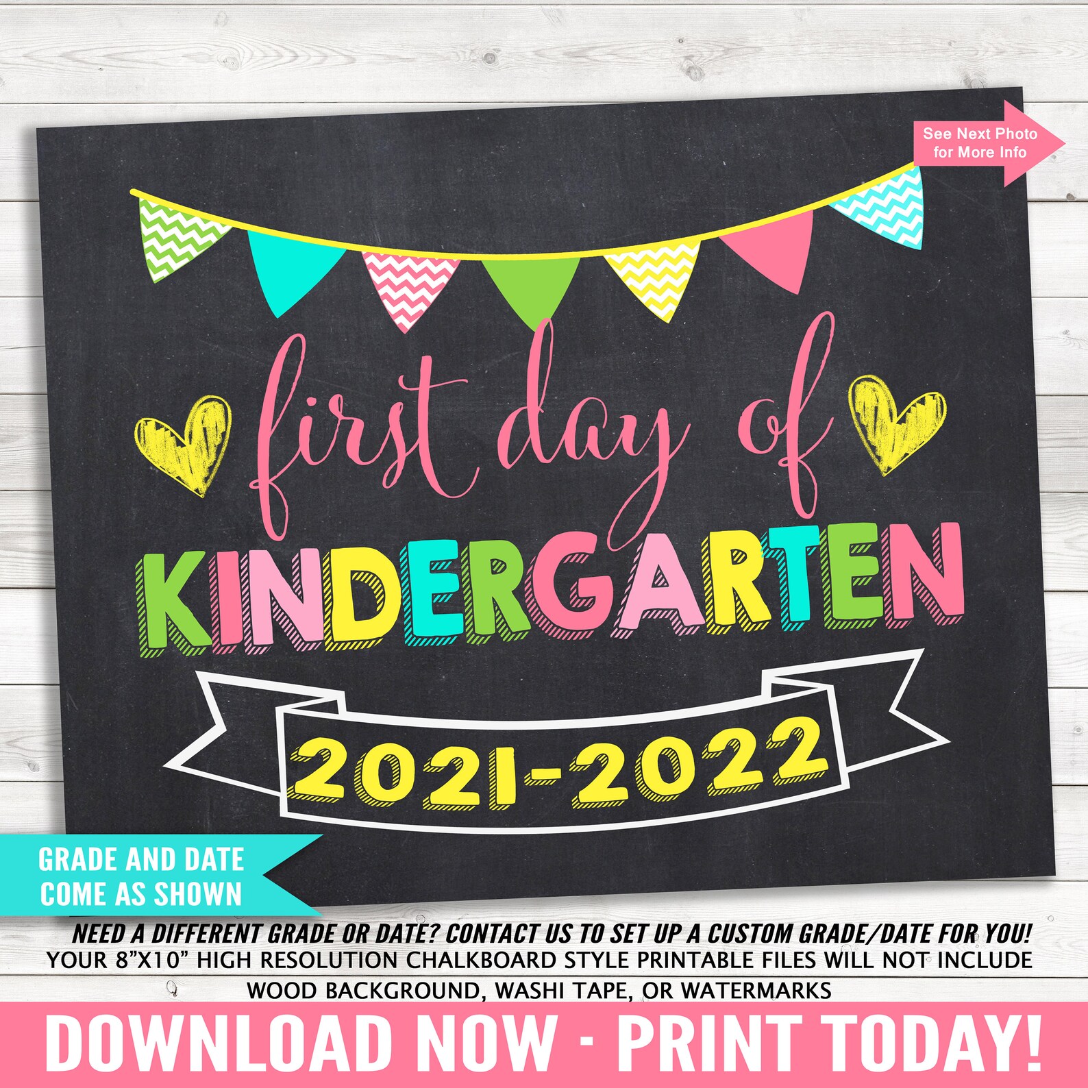 First day of kindergarten 2021 sign - meryidentity