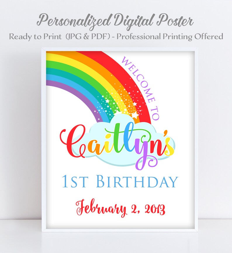 Rainbow Welcome Poster, Unicorn Rainbow Birthday Sign, Rainbow Welcome ...