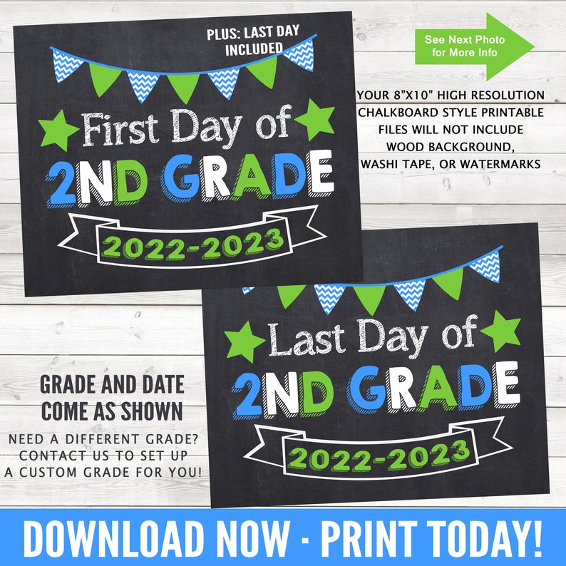 first-and-last-day-of-2nd-grade-2022-2023-photo-prop-blue-etsy-new
