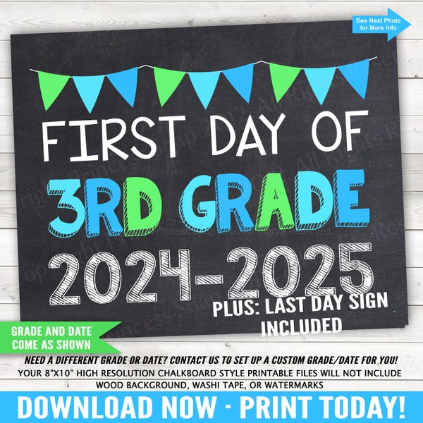 First and Last Day of 3rd Grade, 2024 2025 Photo Prop, - Etsy