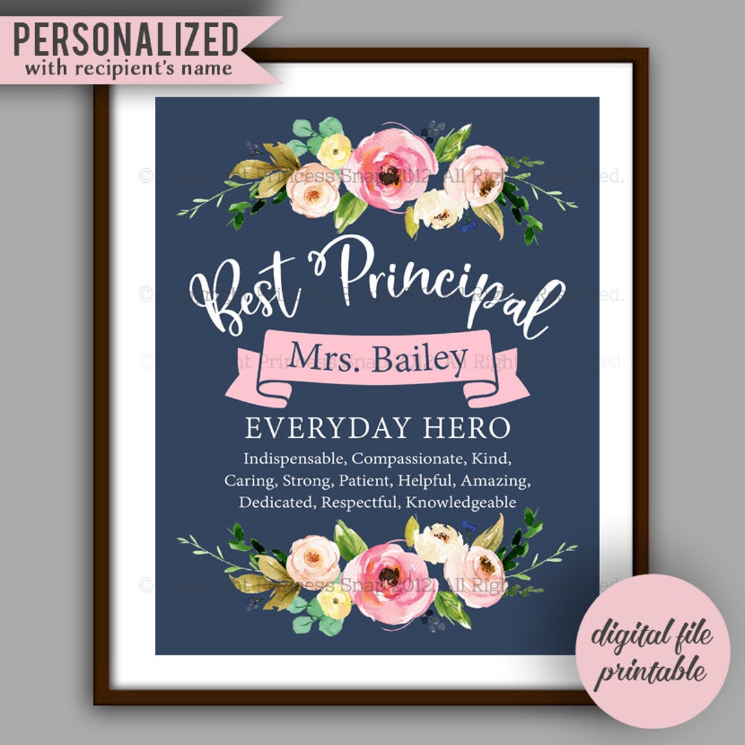 Principal Gift, Principal Floral Printable, Customized Principal Gift ...