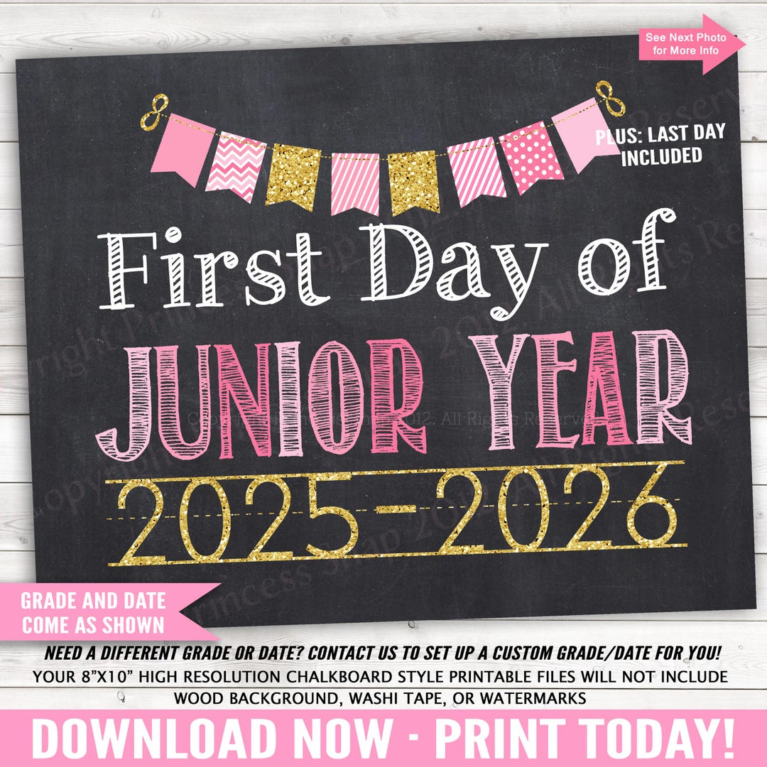 Pink First and Last Day of Junior Year, 11th Grade, First and Last Day ...