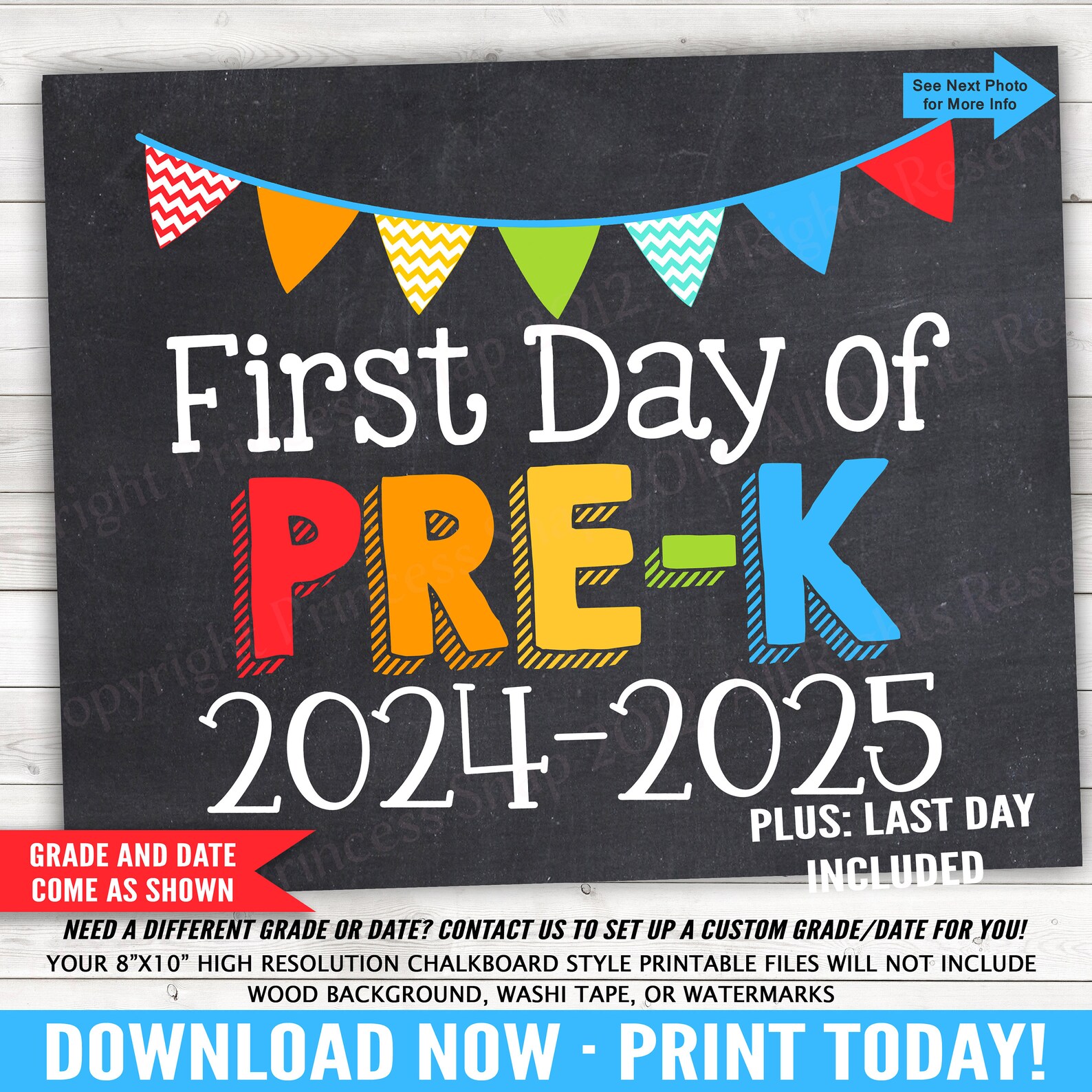First and Last Day of Pre-k, 2024-2025, Pre-k Photo Prop, Rainbow First ...