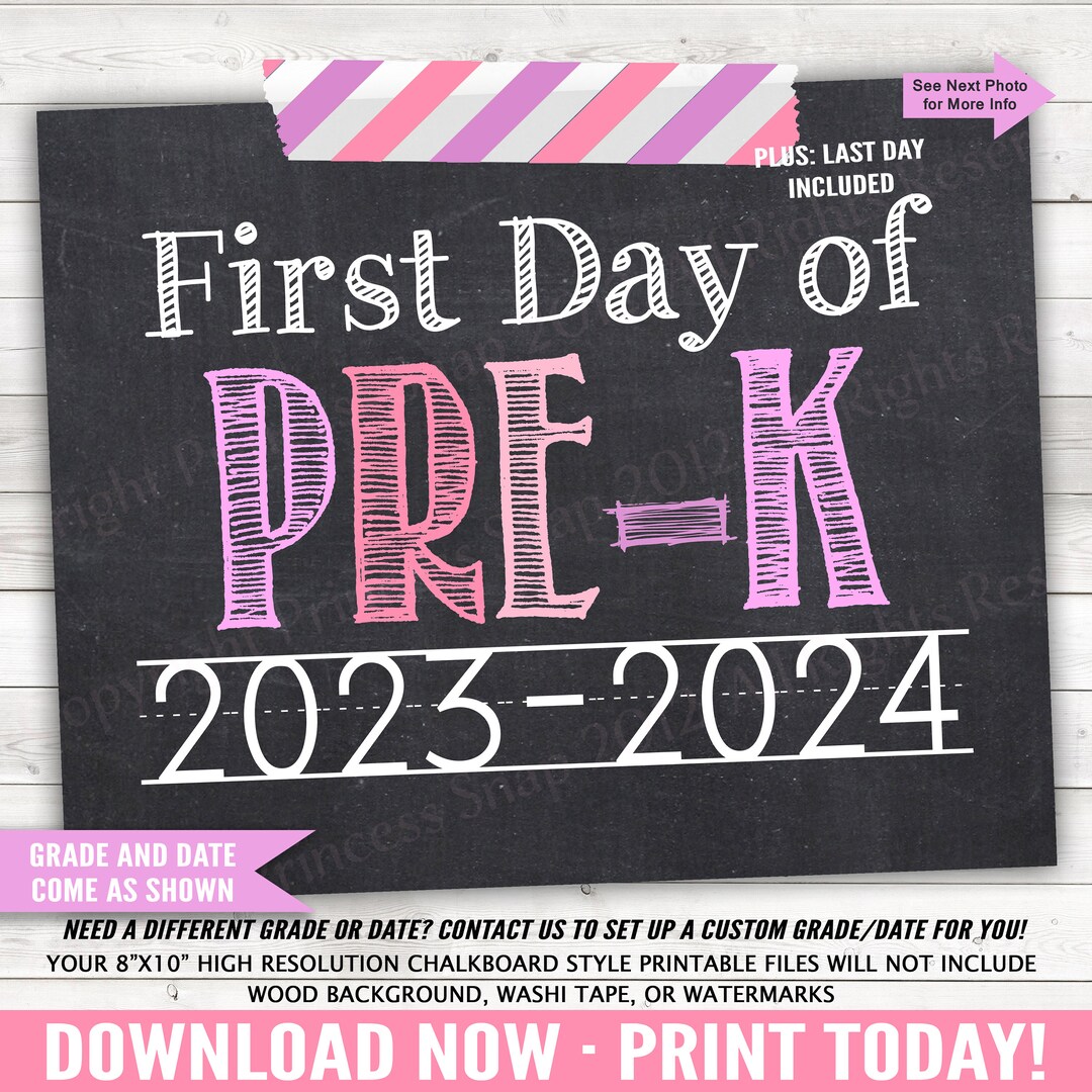 First Day of Pre-k 2023-2024 Pink Purple First Day Prek 1st - Etsy