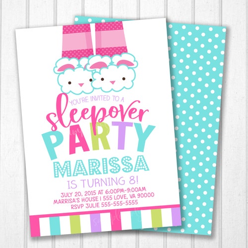 SLEEPOVER PARTY INVITATION Slumber Invitation Sleep Over - Etsy