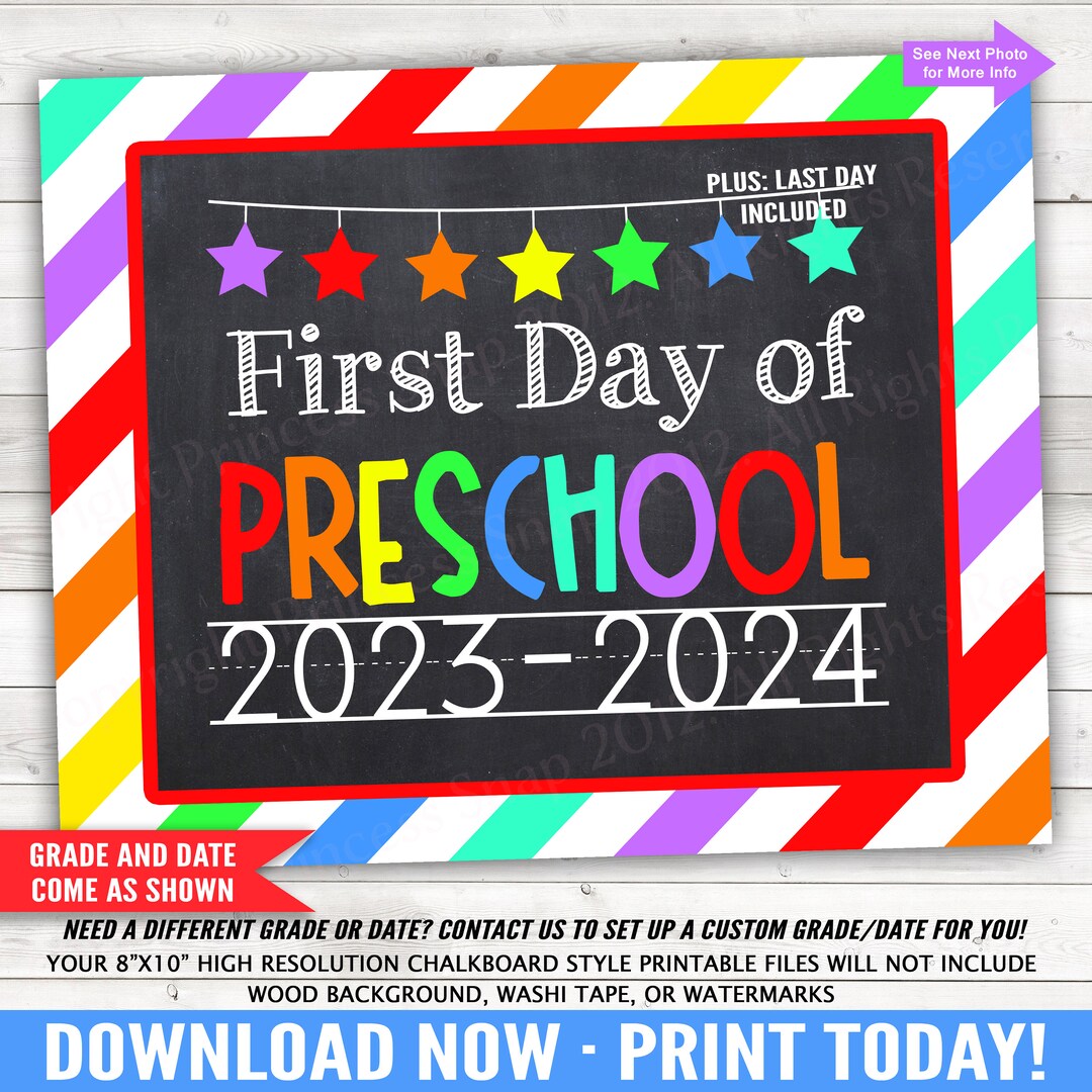 First and Last Day of Preschool 2023-2024 Photo Prop Rainbow - Etsy