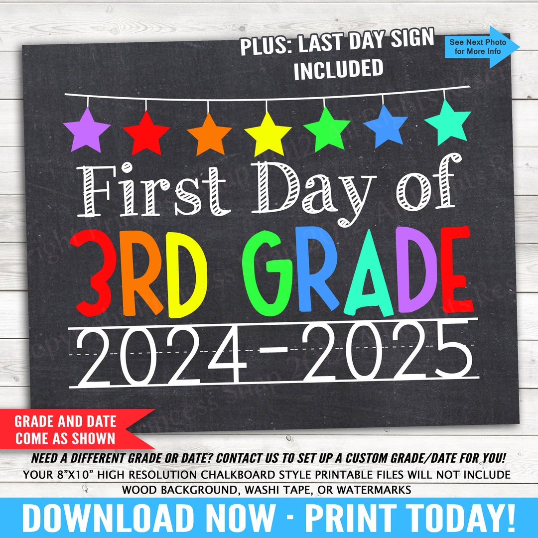 First and Last Day of 3rd Grade, 2024-2025, Third Grade Photo Prop ...
