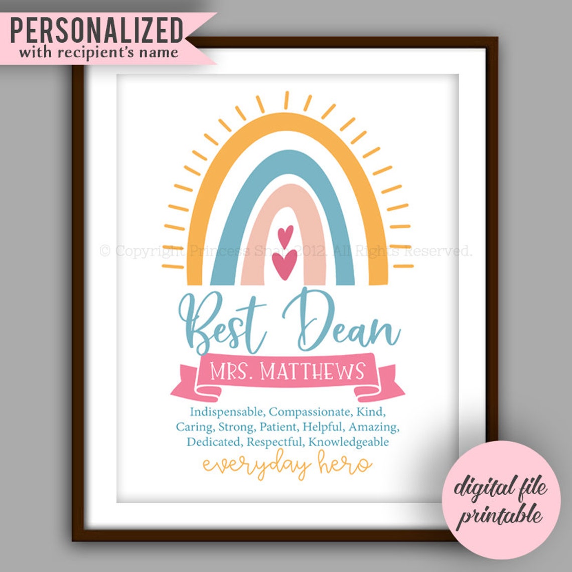 Dean of Students Gift, Dean Printable, Dean Christmas, Dean Appreciate ...